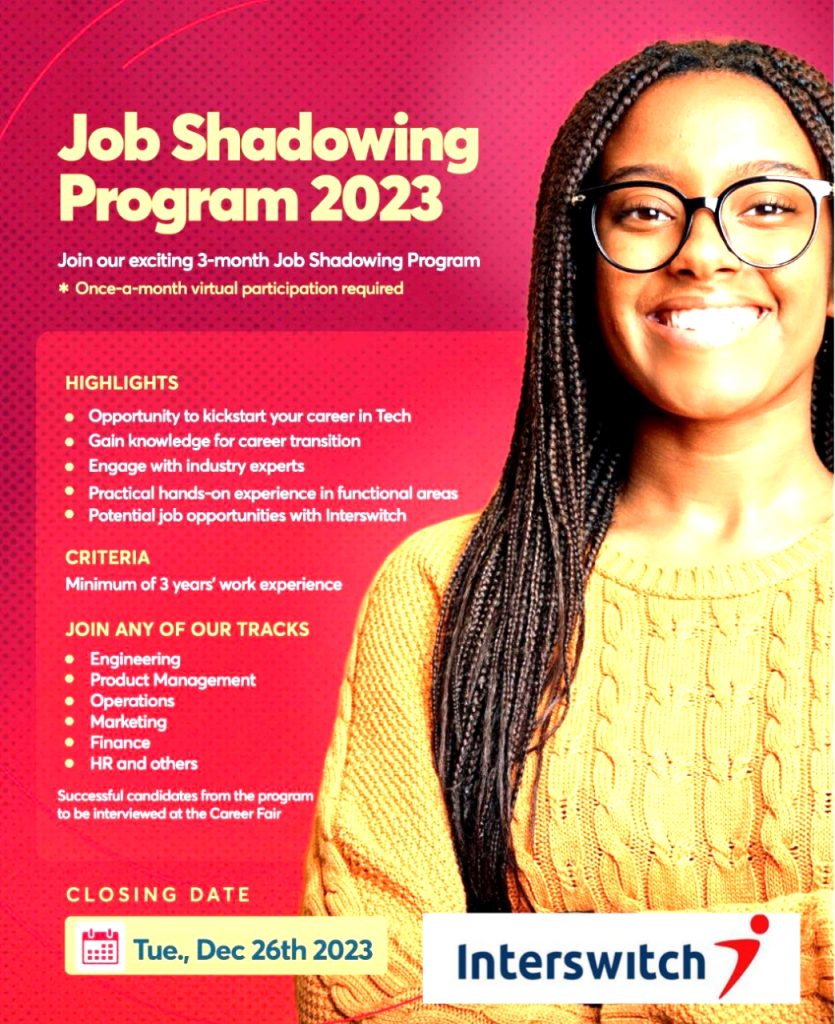 Job Shadowing Program 2023 at Interswitch | Apply - De Round Table